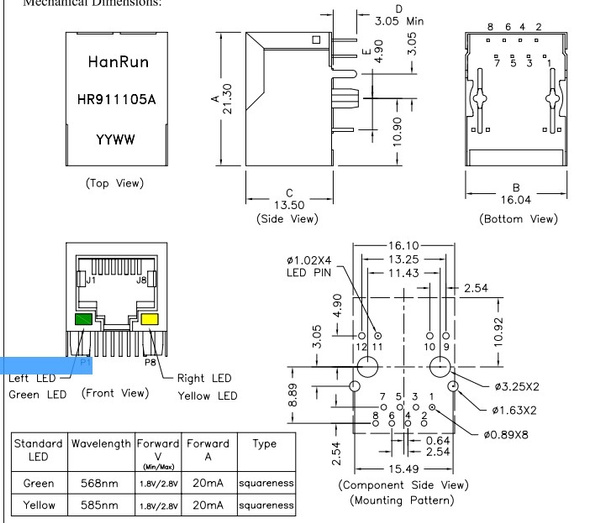 30pcs/lot HR911105A 911105A RJ45 Network Filter Connector | Wish