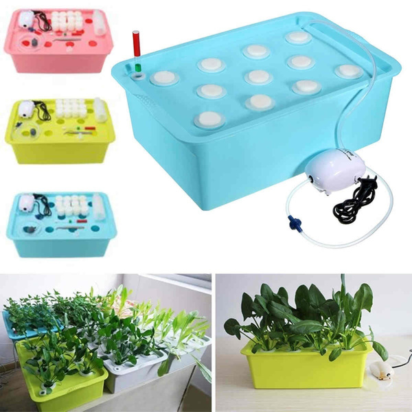 Plant Site Hydroponic System Grow Kit Bubble Tub Water Culture Air Pump ...