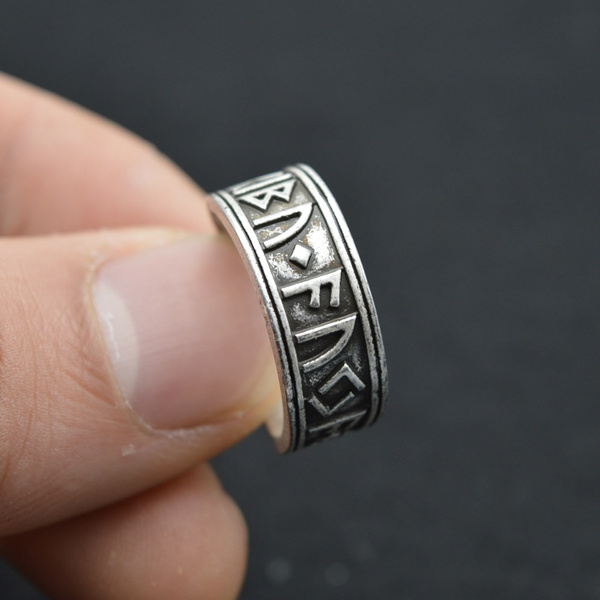 Antique Silver Viking Rune Rings Handmade Vintage Adjustable Rings ...
