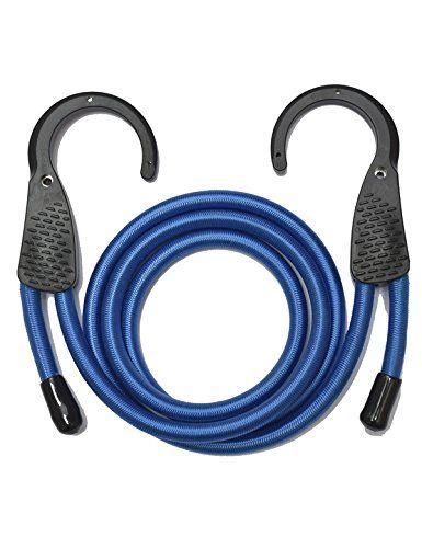 Blue/Black Adjustable Bungee Cord with Extra Wide Opening Steel Hook | Wish