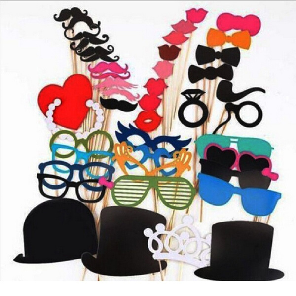 Photo Booth 46Pcs/Set Party Masks Photobooth Props Funny Lip Hat ...