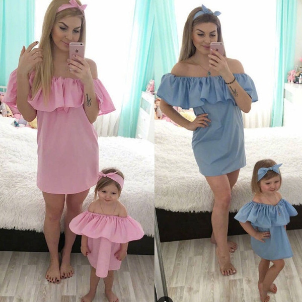 Family Dress Lady's Mother Daughter Matching Summer Girl Dress Clothes ...
