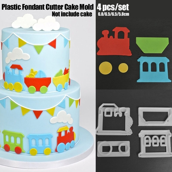Sugar Craft Train Set Plastic Fondant Cutter Cake Mold Fondant Mold ...