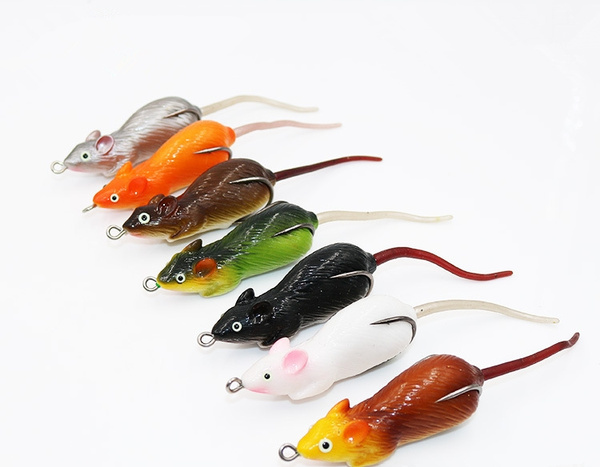 NEW Soft Rubber Mouse Fishing Lures Baits Top Water Tackle Hooks Bass ...