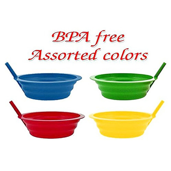 Kid's &Baby Sippy bowl Plastic Soup Or Cereal Bowl With Built In Straw ...
