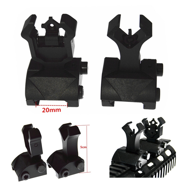 AR Iron Sight Flip-Up Rear Front Sight Folding Iron Sights for Drop-In ...
