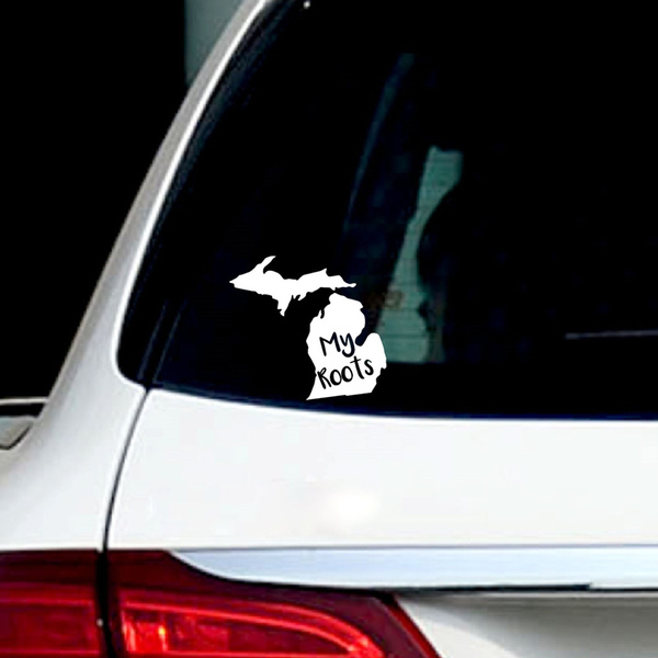 6" My Roots Michigan Map Vinyl Decal Stickers on Car State Map Decal ...