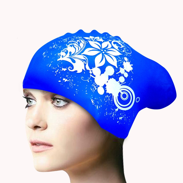 Ms Long Hair Silicone Swimming Cap Earmuffs Waterproof and Comfortable ...