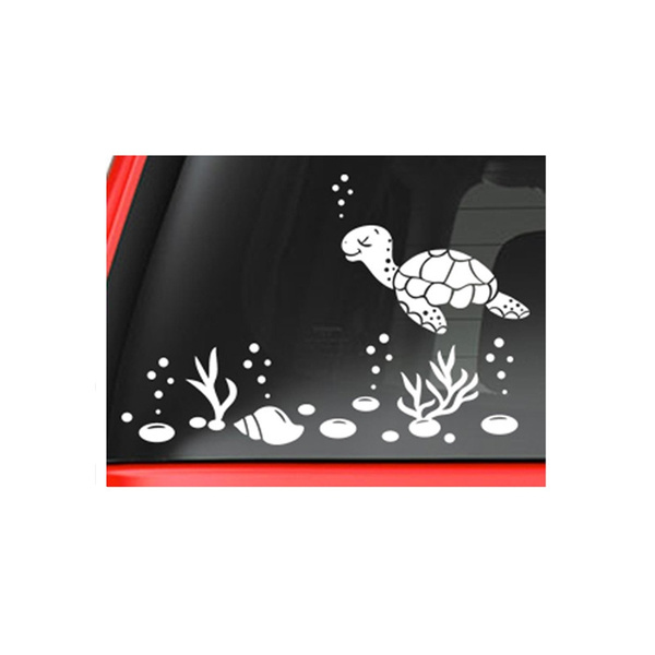 Sea Turtle and Shells Decal Waterproof Sticker White Car Stickers Vinyl ...