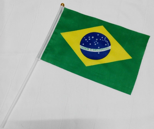 10pcs/pack Brazil Flag 21X14 cm Polyester hand waving flags Brasil FLAG ...