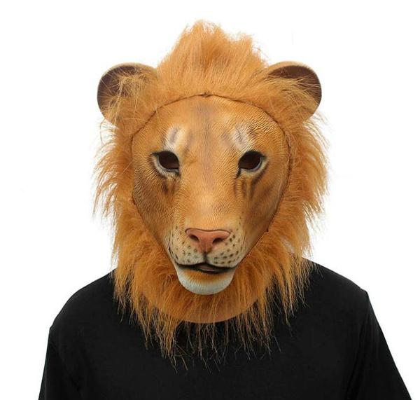 Full Head Latex Lion Mask Latex Overhead Fancy Dress Halloween cosplay ...