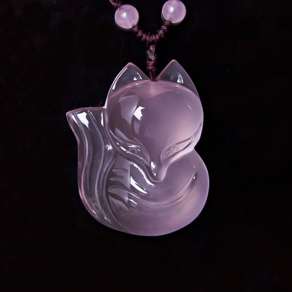 Natural jacinth fox jade pendant long tail fox chalcedony hang a jade ...