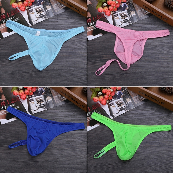 Sexy Mens Ice Silk G-string Bikini Thong Underwear Underpants Hole O ...