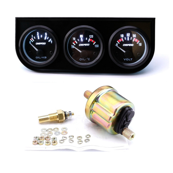 2'' 52MM 3 In 1 Car Triple Gauges Kit Volt Meter + Oil Temp Gauge +Oil ...