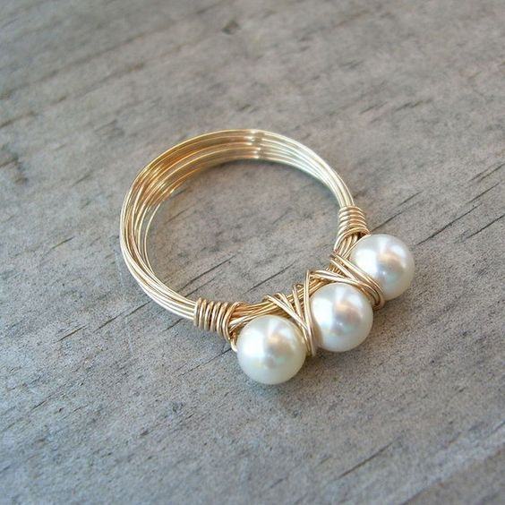 Wire Wrapped Ring with White Freshwater Pearl and Handmade with | Wish