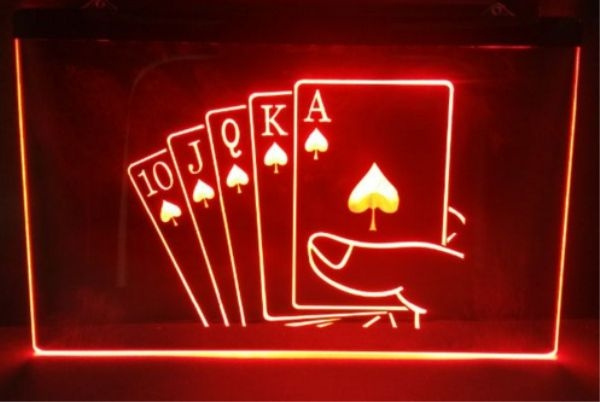 Royal Flush Poker Casino Rule Bar Beer pub club 3d signs LED Neon Sign ...