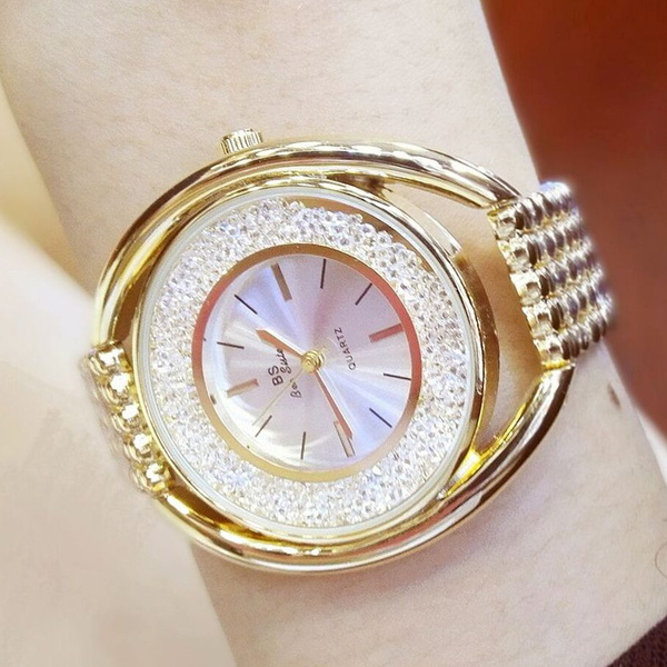 Female Full Diamond Watches Crystal Golden Watches Ladies Fashion ...