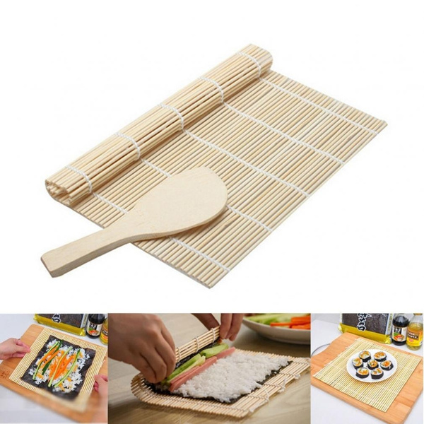 US JAPANESE KITCHEN SUSHI RICE ROLL MAKER BAMBOO TOOL ROLLER KIT DIY ...
