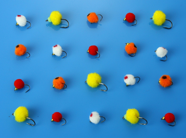 40Pcs Glo Bug Egg Fly Flies Streamers Yellow/Red/Orange/White Salmon ...