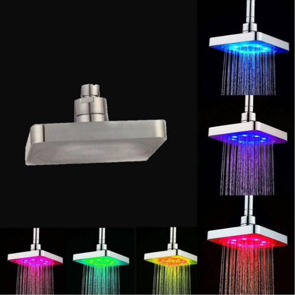 Multicolor 6" Automatic LED Light Shower Head Bath Sprinkler Water Tap for Bathroom 7 Colors | Wish