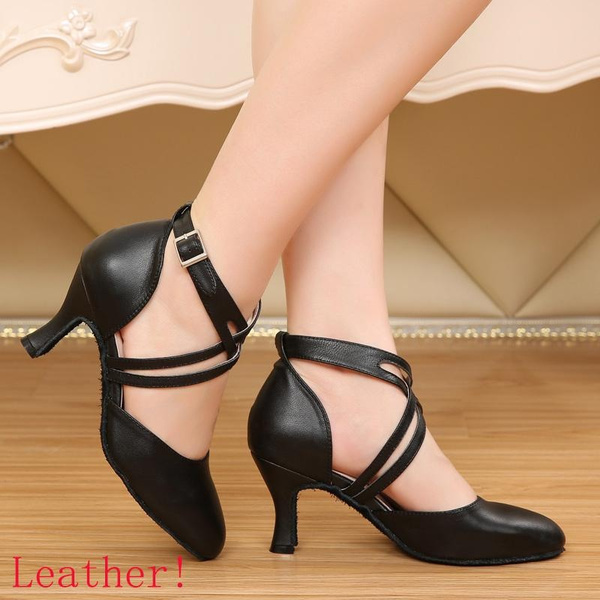 Women's Leather Comfort Pump High Heel Dancing Shoe | Wish