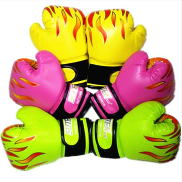 1 Pair Kids Flame Boxing Gloves Boys Beginner's Sparring Punch Training ...