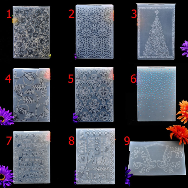 Christmas Tree Leaves Happy Birthday Plastic Embossing Folder For ...