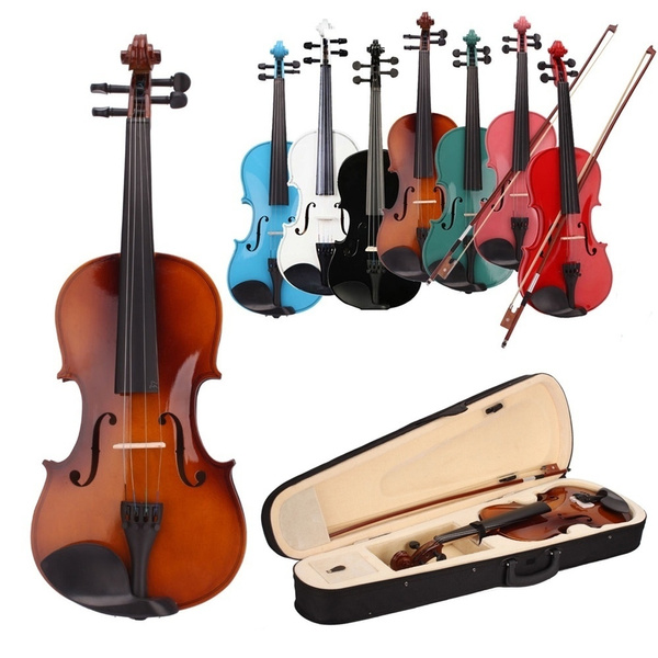 4/4 Full Size Acoustic Violin + Case + Bow + Rosin for Violin Beginner ...