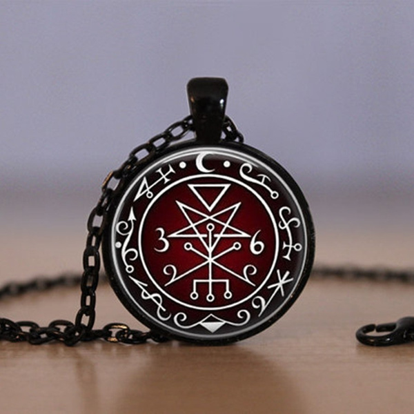 Sigil Of Lilith Satanism,Baphomet Necklace,Satan 666 Inverted Pentagram ...