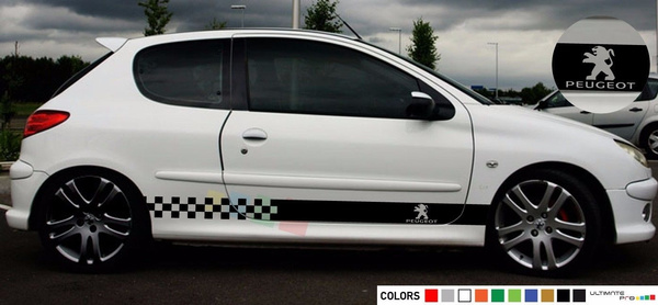 2Pcs Decal sticker Stripe kit For PEUGEOT 206 cc clear GTI 1998–2010 ...