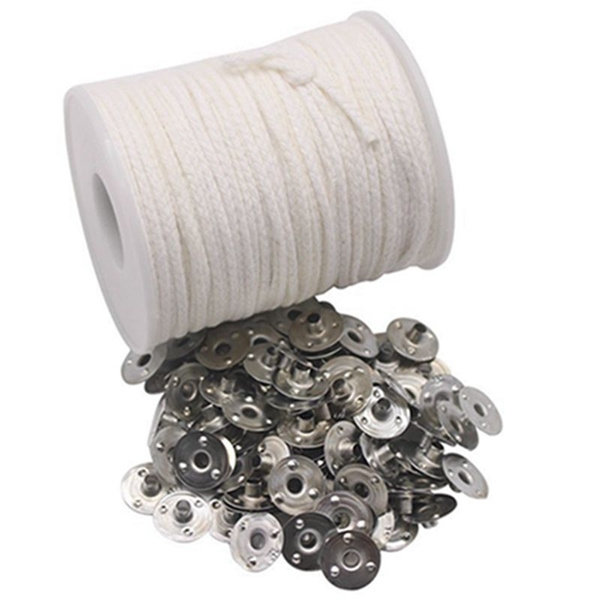 200 Feet Braided Wick Candle Wick Spool Or 100pcs 12.5mm Metal Candle ...