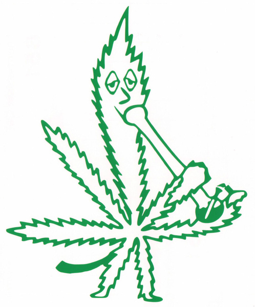 MARIJUANA LEAF SMOKING A WATER BONG VINYL DECAL CAR WINDOW STICKER WEED ...