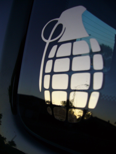 6" Army Hand Grenade Chrome Gold Vinyl Window Laptop Decal Car Bumper ...