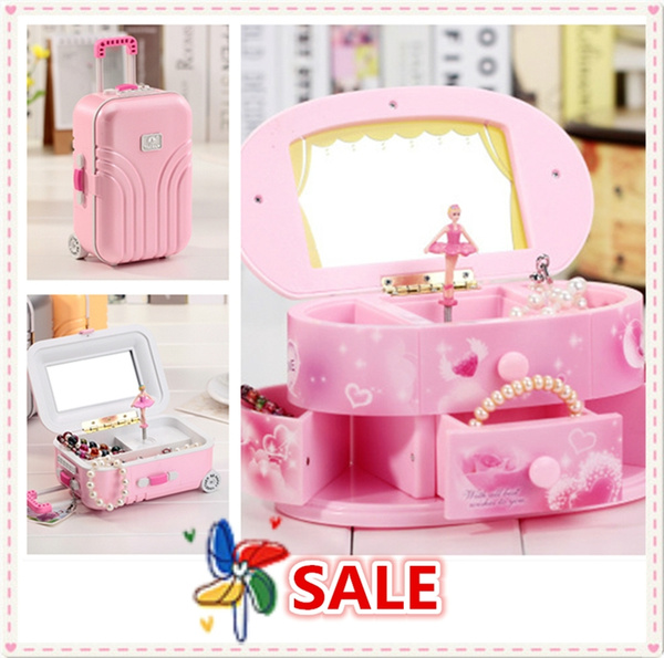 Girls Dancing Ballerina Pink Music Boxes Jewelry Case Kids Toys ...
