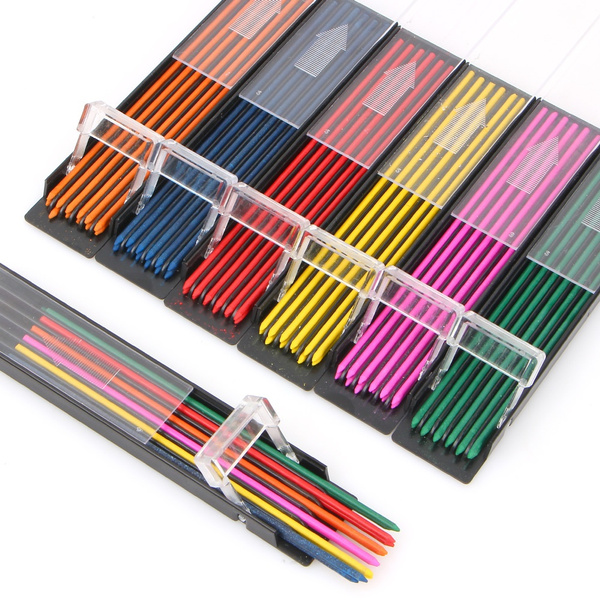12Pcs/Box 2.0mm Mechanical Pencil Color Lead Refill 12mm Red Pink ...