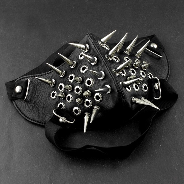 Cool Mens Long Spike Studded Steampunk Leather Mask Biker Rock | Wish