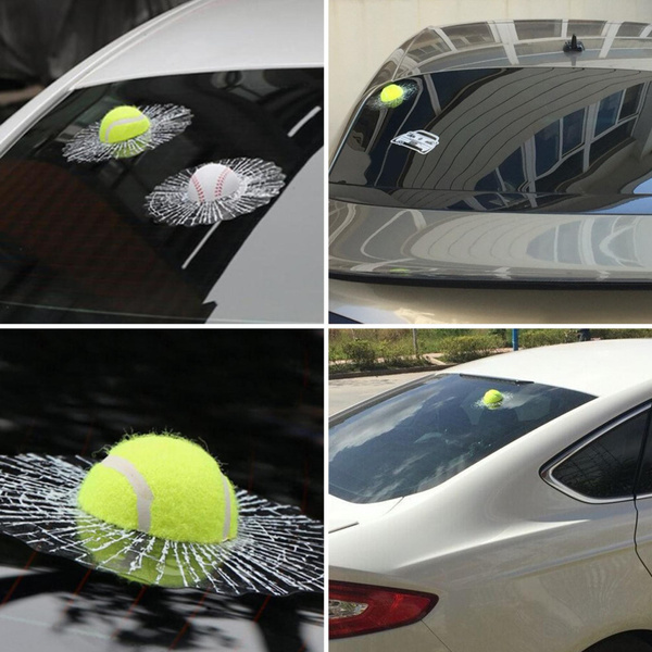 Super Cute 3D Baseball Football Tennis Ball Hits Car Body Car Stickers ...