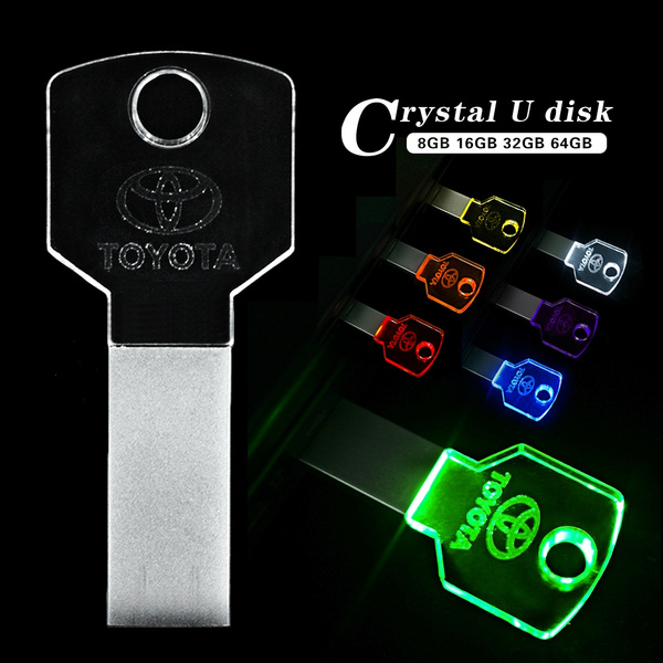 USB 2.0 Key Model Flash Drive 8GB 16GB 32GB 64GB Crystal Glass Lighting ...
