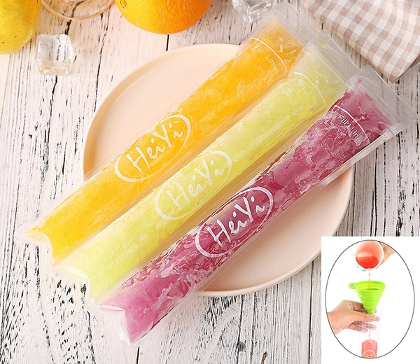 100pcs Ice Candy Freeze Pop Bags DIY Popsicle Mold Pouch Zip Seals ...