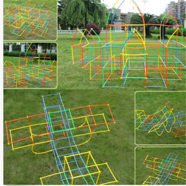 100pcs Plastic Kids 4D Straw Building Blocks Joint Creative Development ...