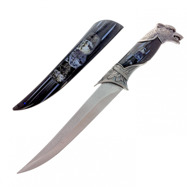 Dagger Collectible Knife Black Wolf Etched Design | Wish
