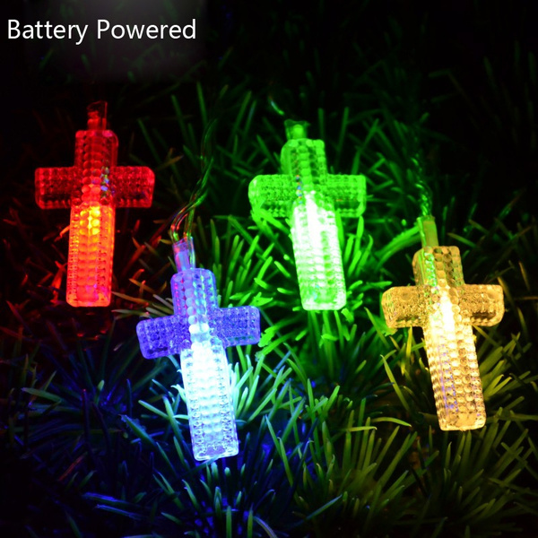Led Fairy Lights for Navidad Christian Cross String Light White/RGB ...