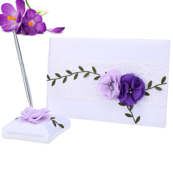 2 Pcs/set Romantic Weddings Decor Guest Book with Pen & Guest Book ...