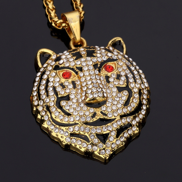 Decorative Fully-jewelled Tiger Pendant Men’s Fashion Hip Hop Designer ...