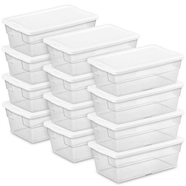 Sterilite 6 Quart Storage Box Stackable Bin with Lid, Plastic Container ...