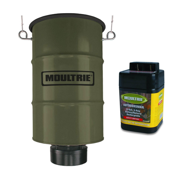 MOULTRIE 30 Gallon Pro Magnum 360° Hanging Metal Barrel Deer Feeder w ...