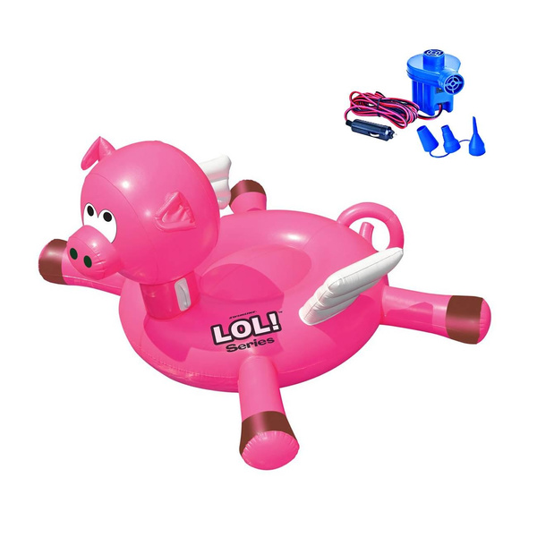 Swimline LOL! Series Giant Inflatable Ride-On Flying Pig Pool Float ...