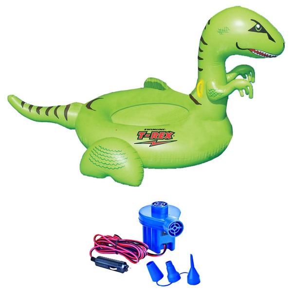 Swimline 90624 Pool Kids Giant Dinosaur Inflatable Float Toy w/ 12 Volt ...