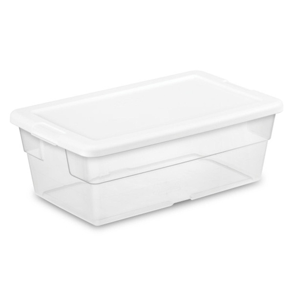 Sterilite 6 Qt Clear Plastic Storage Container Bin Snap Close White Lid ...
