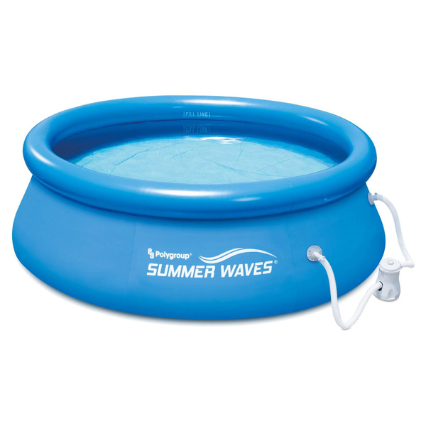 Summer Waves 8ft x 8ft x 2.5ft Inflatable Above Ground Pool with Filter ...